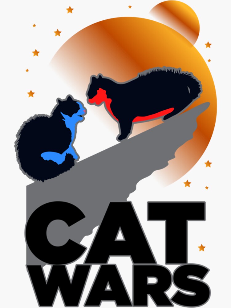 "Cat Wars Funny Fighting Cats at night " Sticker for Sale by soullook ...
