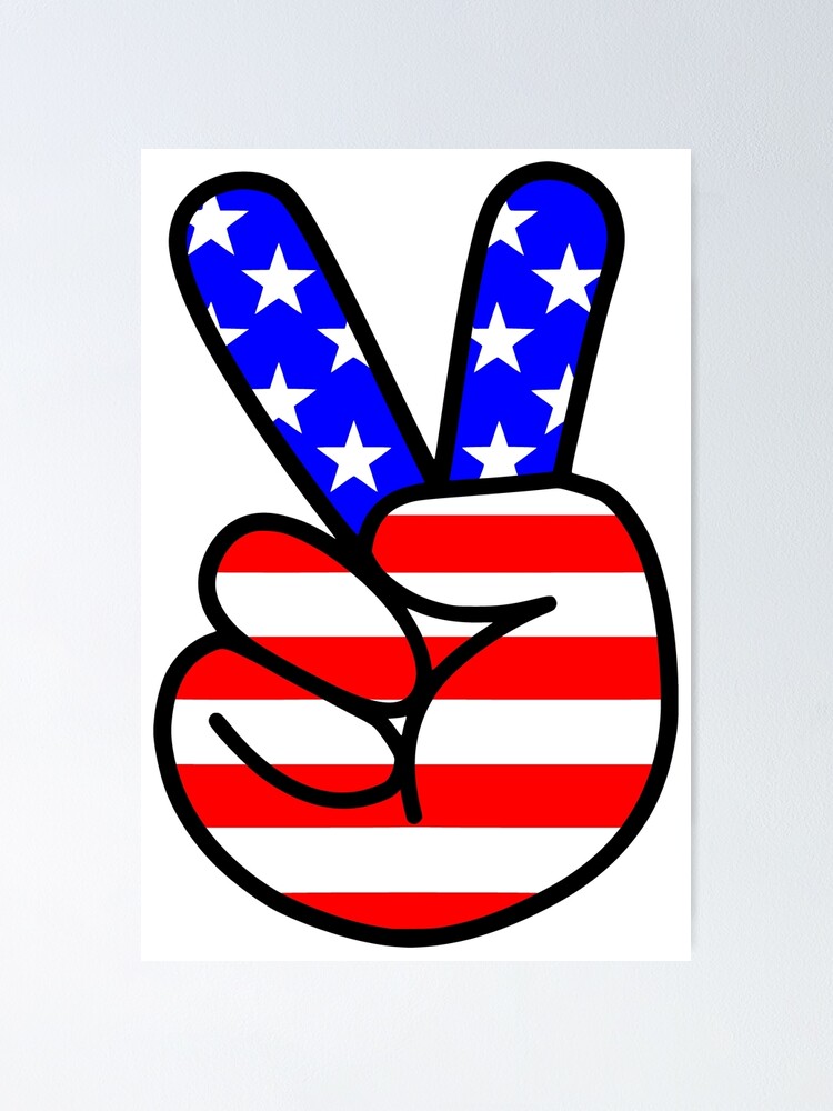 "USA Flag Peace Hand Sign" Poster for Sale by SpaceAlienTees | Redbubble