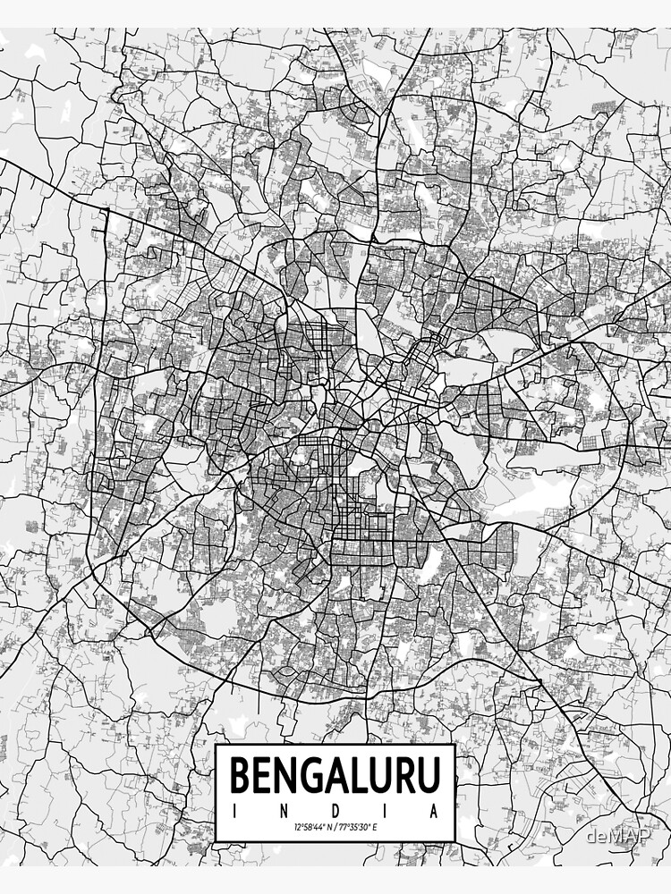 "Bengaluru City Map of Karnataka, India - Light" Poster for Sale by ...