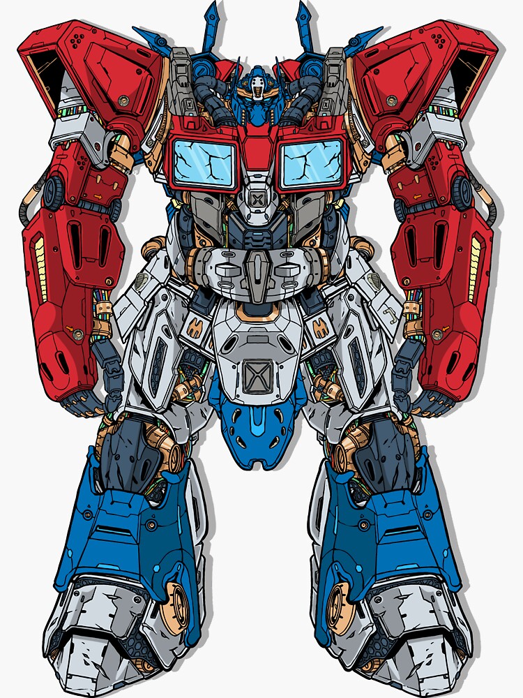 Pegatina «Transformador futurista robot mecha gigante construido por ...