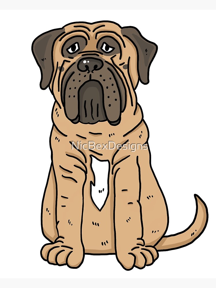 "Bull Mastiff Cute Cartoon Old English Mastiff Dog" Poster for Sale by ...
