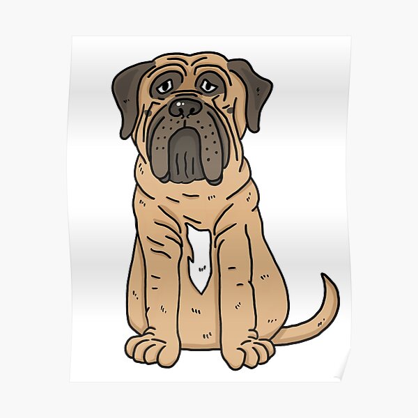 "Bull Mastiff Cute Cartoon Old English Mastiff Dog" Poster for Sale by ...