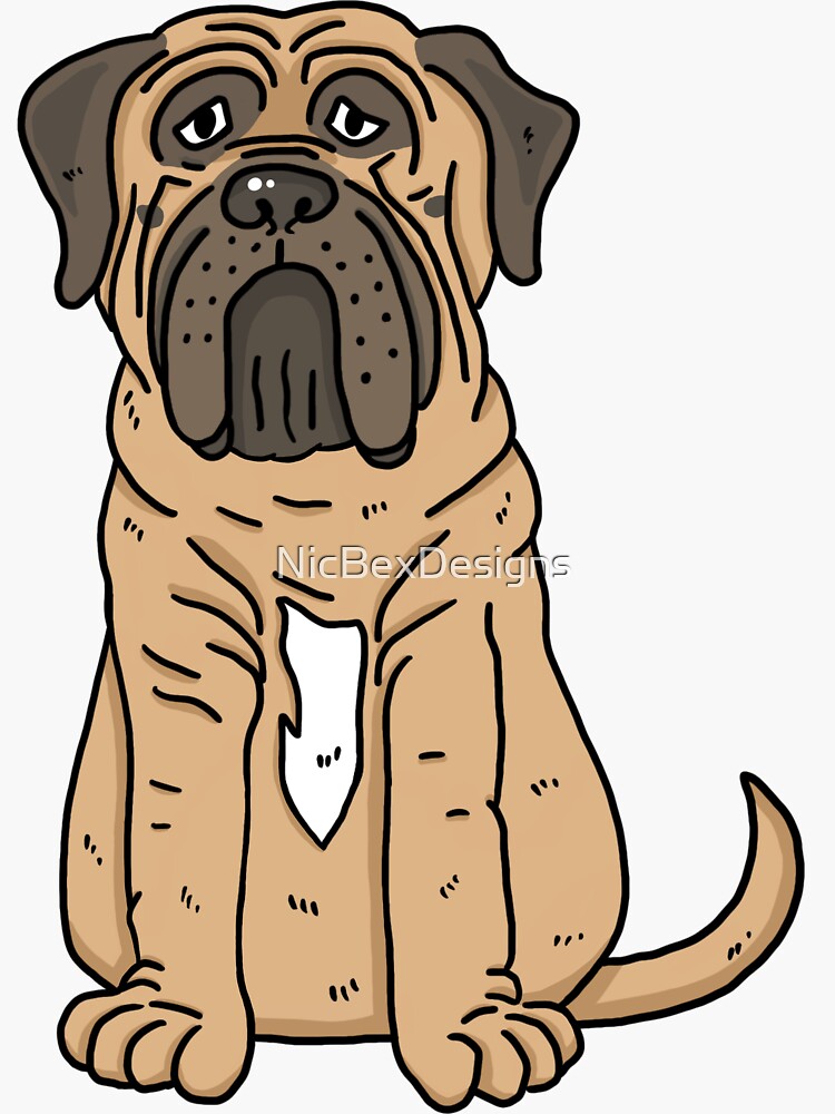"Bull Mastiff Cute Cartoon Old English Mastiff Dog" Sticker for Sale by ...