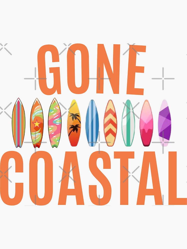 "Gone Coastal Surf Board" Sticker for Sale by designbyjodyb | Redbubble