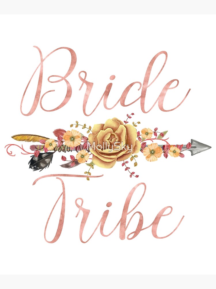 "Bride Tribe Rose Gold Floral Arrow" Poster by MollySky | Redbubble