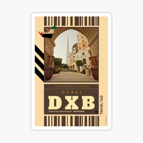"DXB DUBAI AIRPORT CODE WALL ART" Sticker for Sale by Vakationeer ...
