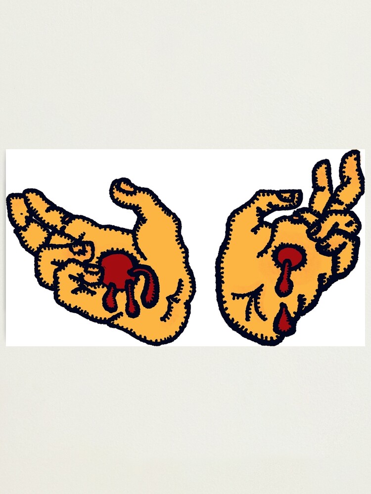 Lámina fotográfica «He aquí las heridas en las manos de Jesús imprimen ...