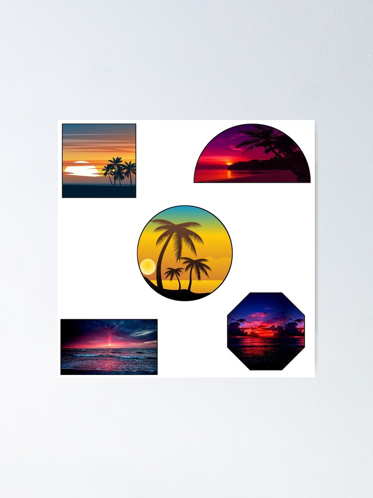 "BEACH SUNSET SHAPES PACK" Poster for Sale by vazqpete | Redbubble