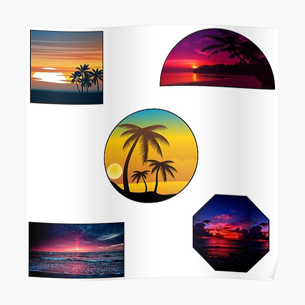 "BEACH SUNSET SHAPES PACK" Poster for Sale by vazqpete | Redbubble