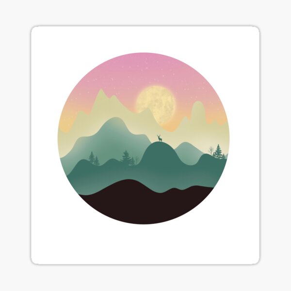 "Minimalist Digital Mountain Landscape" Sticker for Sale by amari ...