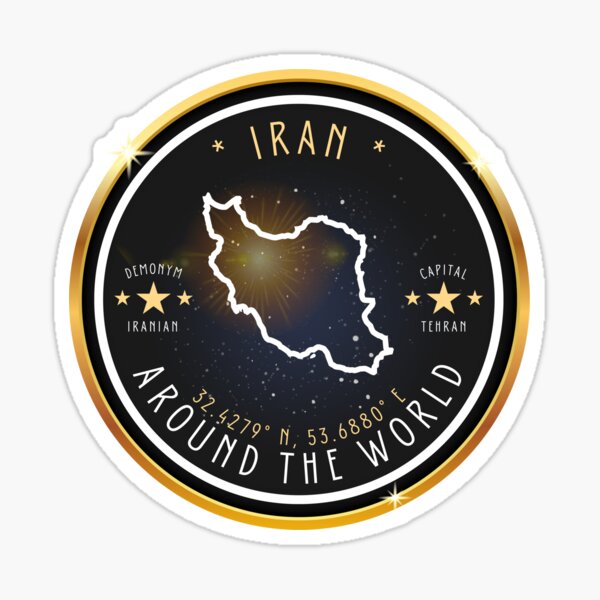 "Iran Souvenir Country Map Outline | Iran Coordinates" Sticker for Sale ...
