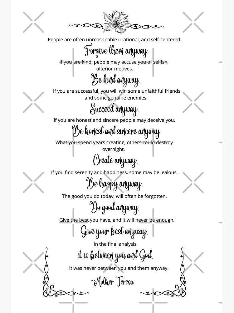 Paradoxical Commandments Poster