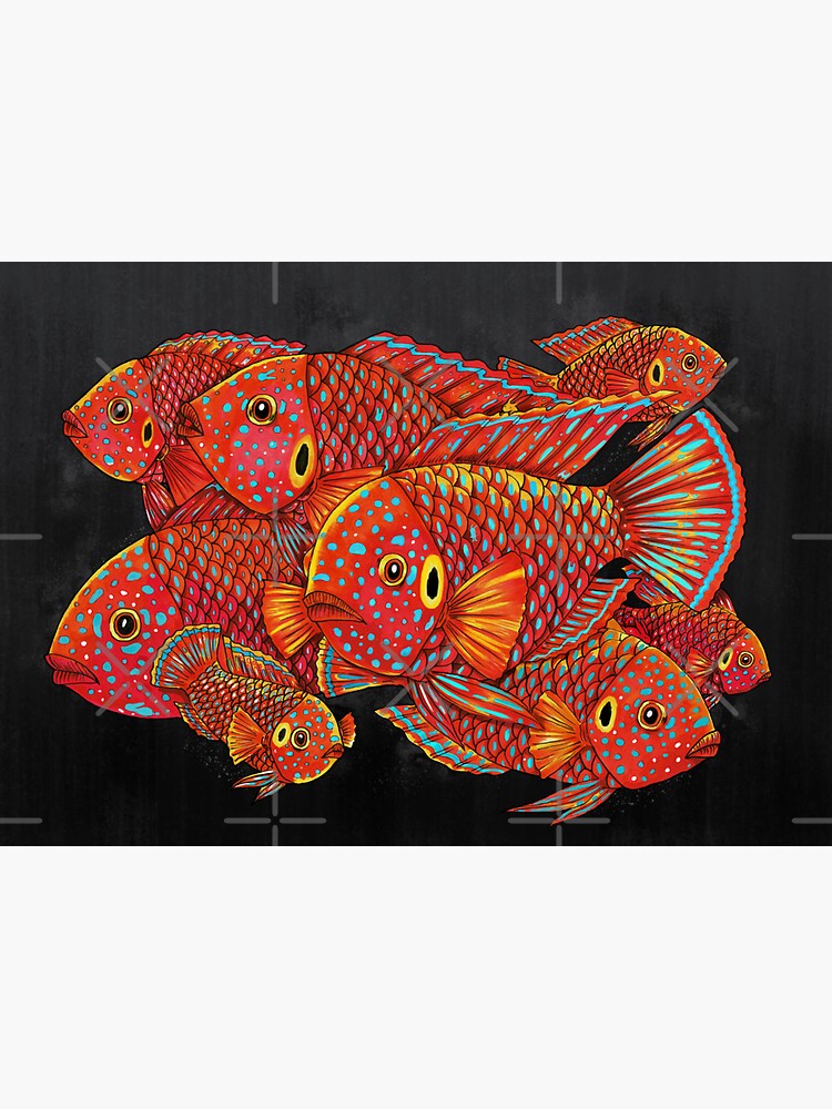 "Red Forest Jewel Fish" Sticker for Sale by FireRabbit | Redbubble