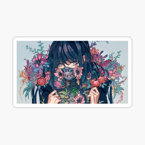 "Anime Girl Mask Flower " Sticker for Sale by DellaRe | Redbubble
