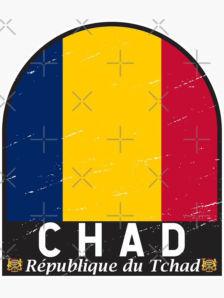 "Chad Flag Emblem Distressed Vintage" Sticker for Sale by ...