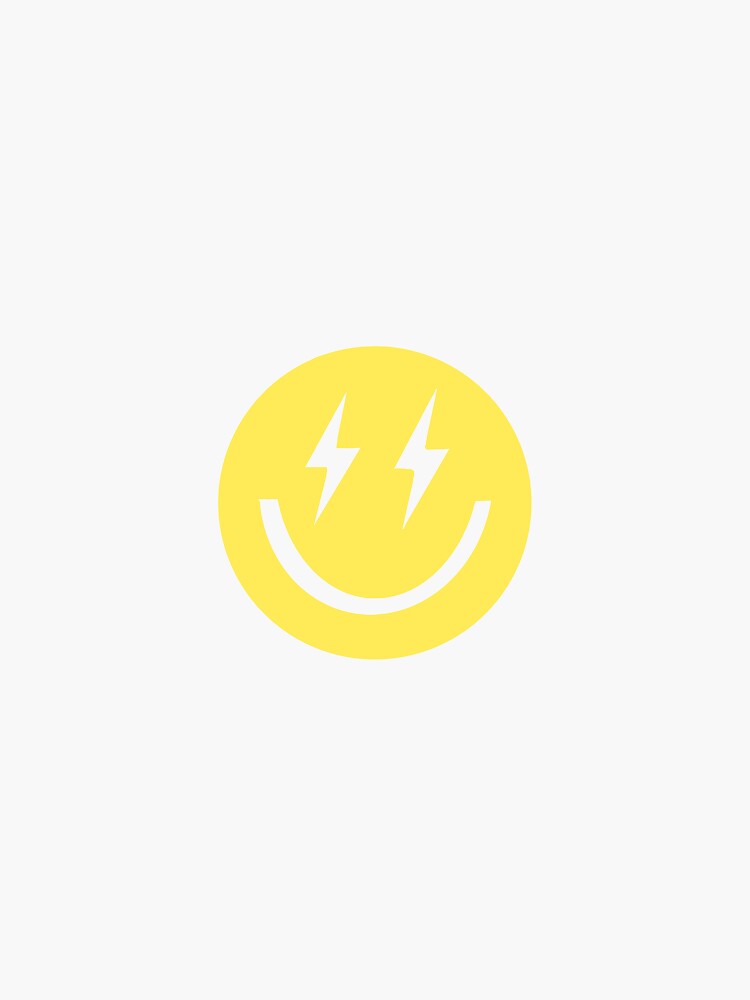 "Yellow Lightning Smiley" Sticker for Sale by maddiee-kennedy | Redbubble