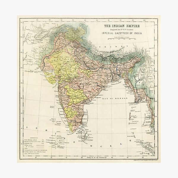 "Vintage Map of India" Photographic Print for Sale by SuziQPrayers427 ...