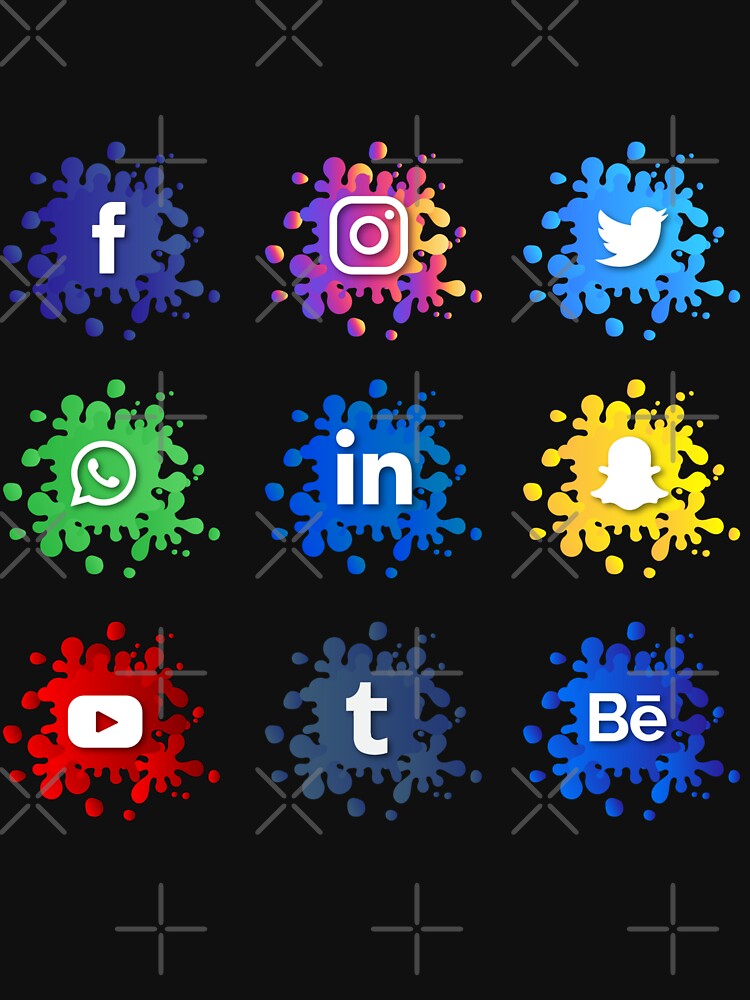 Social Media Splash Colorful Icons | Active T-Shirt sold by Informal ...