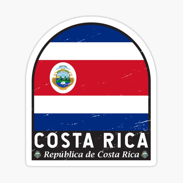"Costa Rica Flag Emblem Distressed Vintage" Sticker by KrisSidDesigns ...