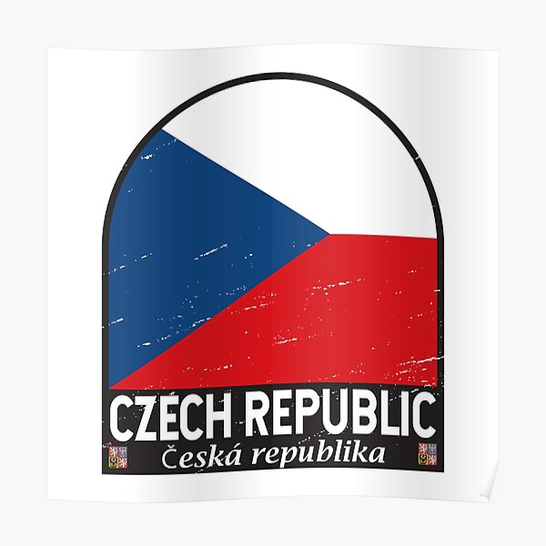 "Czech Republic Flag Emblem Distressed Vintage Czechia" Poster by ...