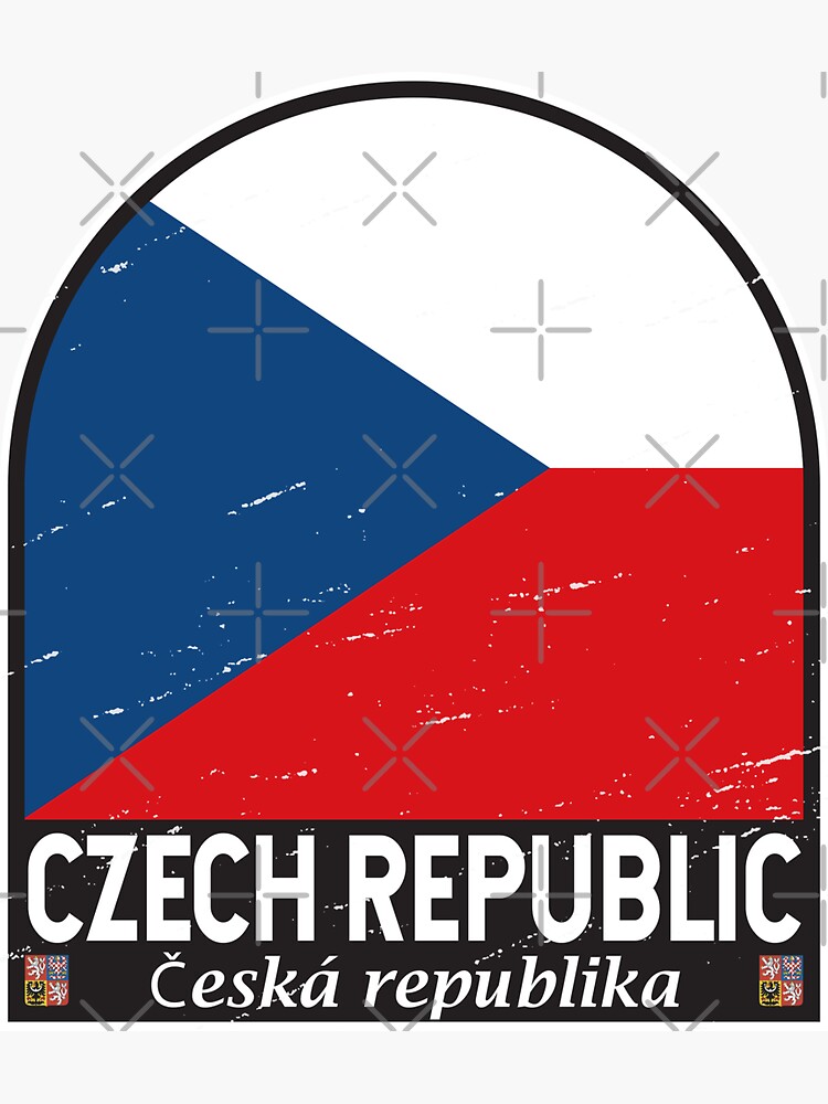 "Czech Republic Flag Emblem Distressed Vintage Czechia" Sticker for ...