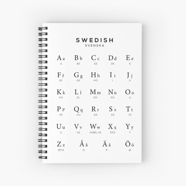 "Swedish Alphabet Chart, Sweden Language Chart, White" Spiral Notebook ...