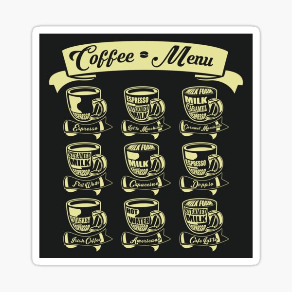 "Set of coffee menu " Sticker for Sale by luka666 | Redbubble