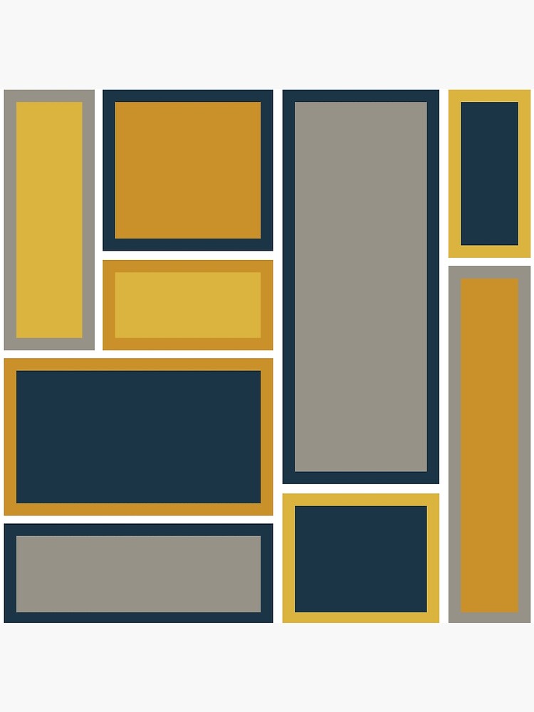 "Modular Midcentury Modern Geometric Pattern in Navy Blue, Mustard ...