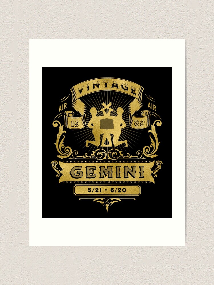 "The Zodiac Sign of Gemini Golden Vintage 1989" Art Print for Sale by ...