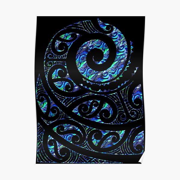 "New Zealand Maori Paua Tattoo Koru Design" Poster for Sale by ...