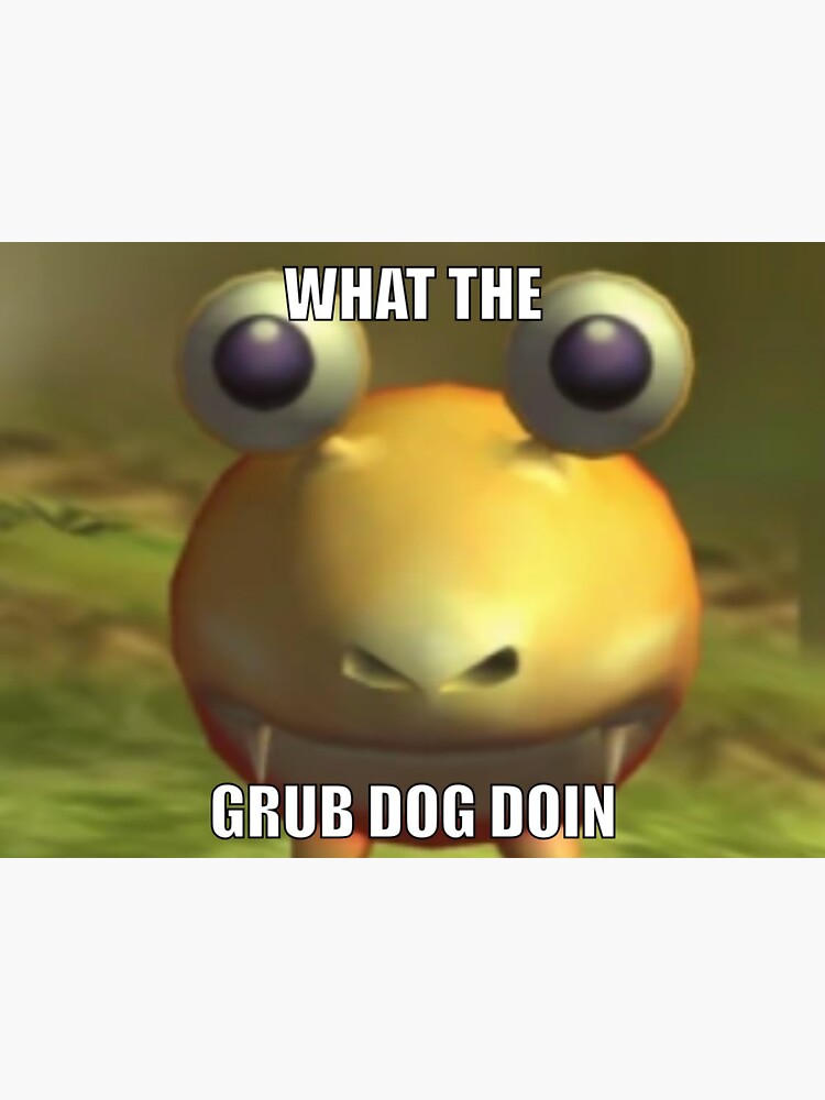 "WHAT THE GRUB DOG DOING Pikmin 2 Player Battle Memes" Sticker for Sale ...