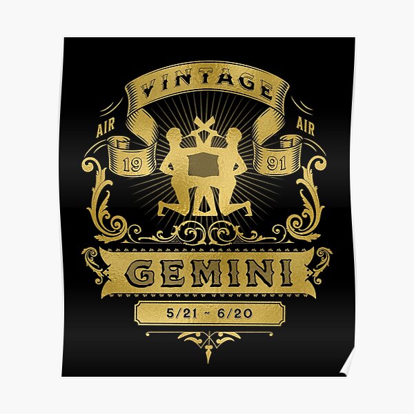 "The Zodiac Sign of Gemini Golden Vintage 1991" Poster for Sale by ...