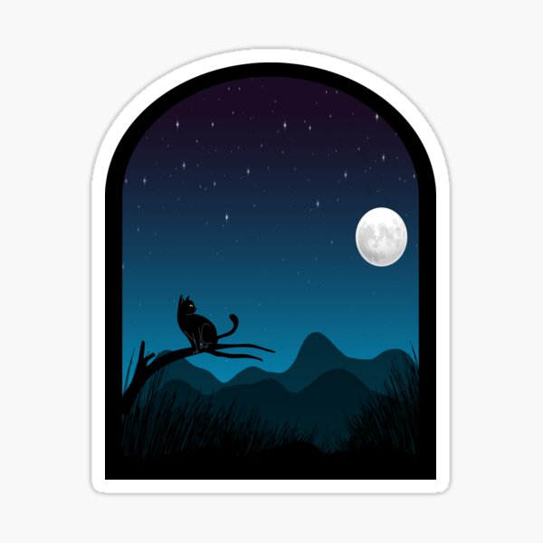 "moon cat " Sticker by AnasAchour | Redbubble