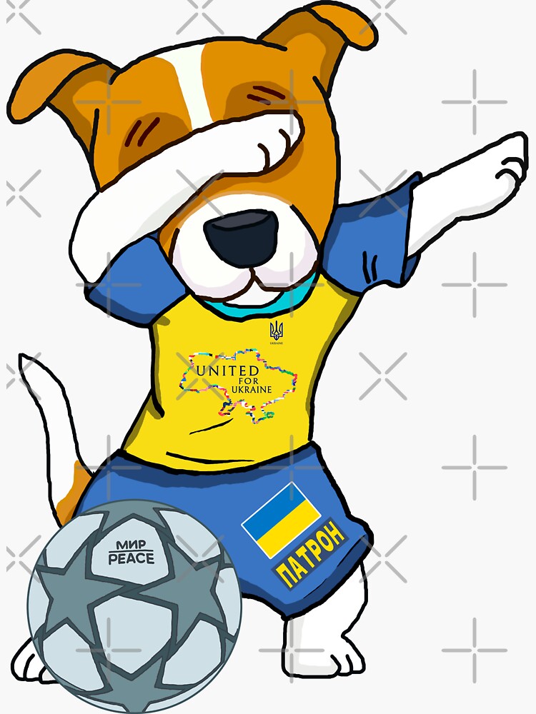 "Dabbing Ukrainian Dog Patron Football Soccer Ukraine Peace" Sticker ...