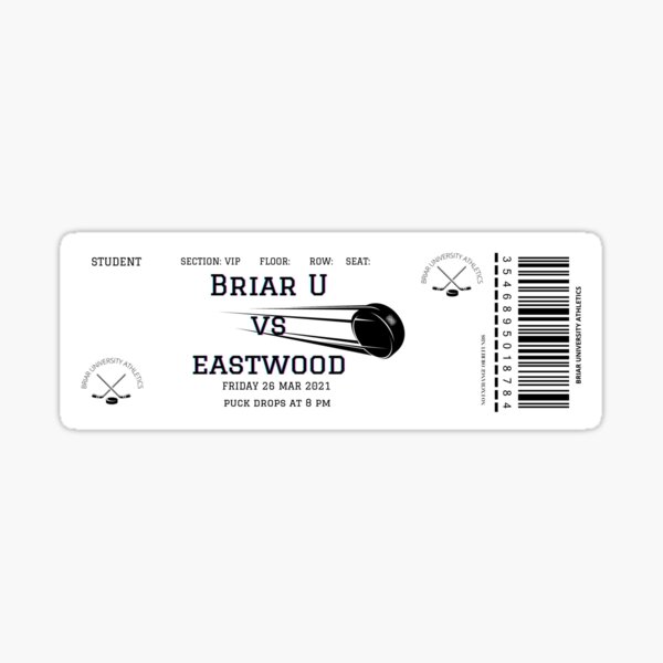 "Briar U Hockey Ticket" Sticker for Sale by serenawarner23 | Redbubble