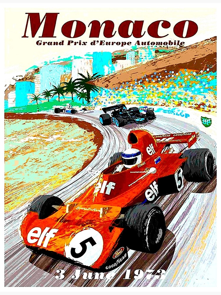 " MONACO GRAND PRIX : Vintage 1972 Abstract Auto Racing Print" Poster ...