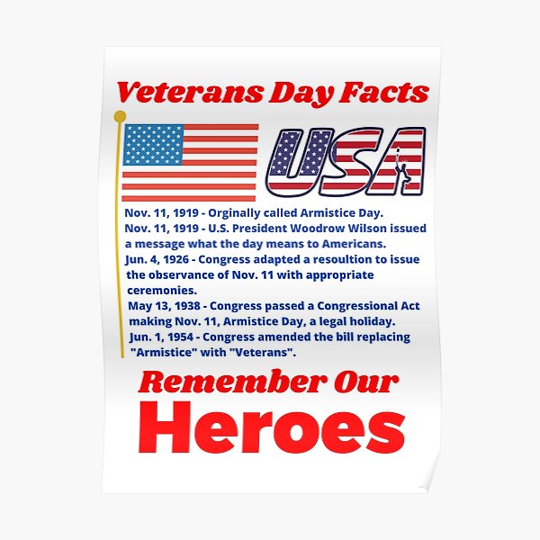 "Veterans Day Facts" Poster for Sale by teewearstyle | Redbubble