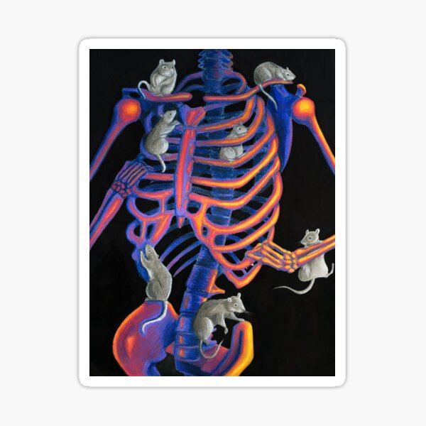 "Skeleton Rat Rave" Sticker for Sale by ShadowLily03 | Redbubble
