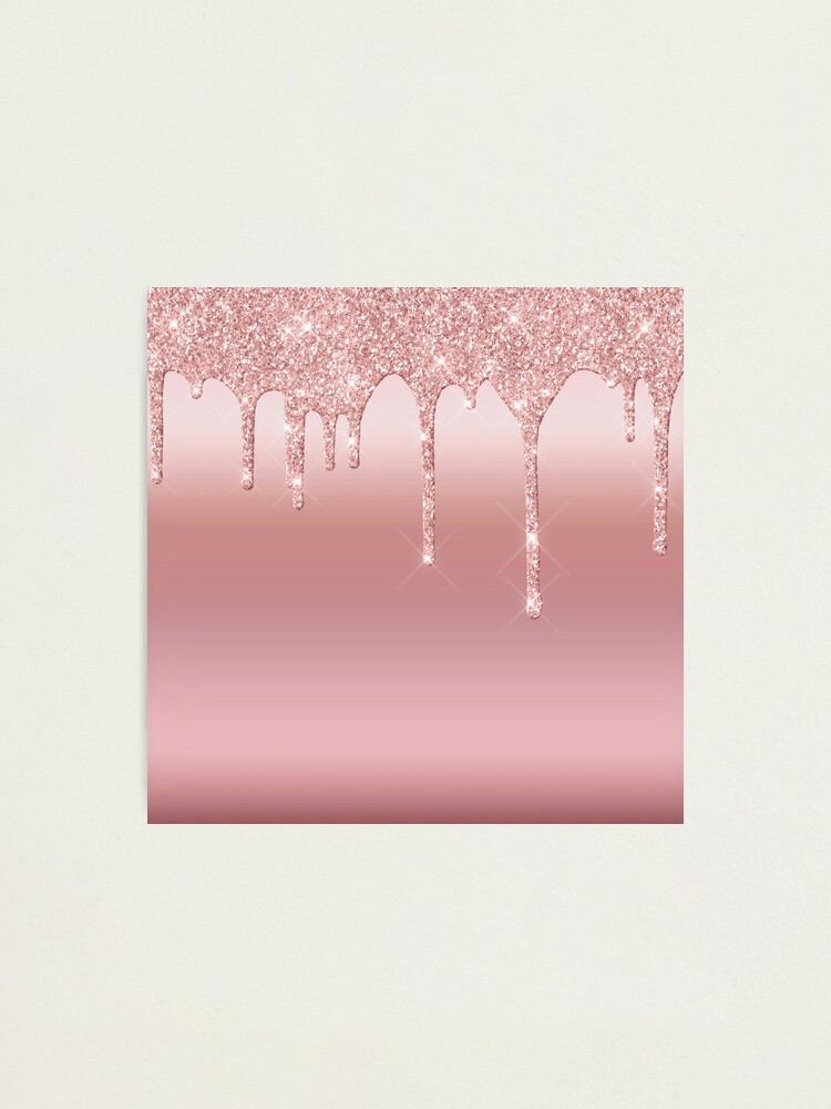 "Rose Gold Dripping Glitter Foil Background " Photographic Print for ...