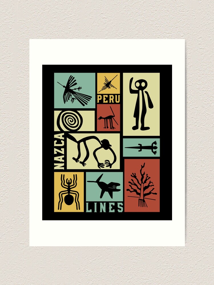 "Nazca Lines Peruvian Geoglyphs Retro Box Art Condor Monkey Spiral ...