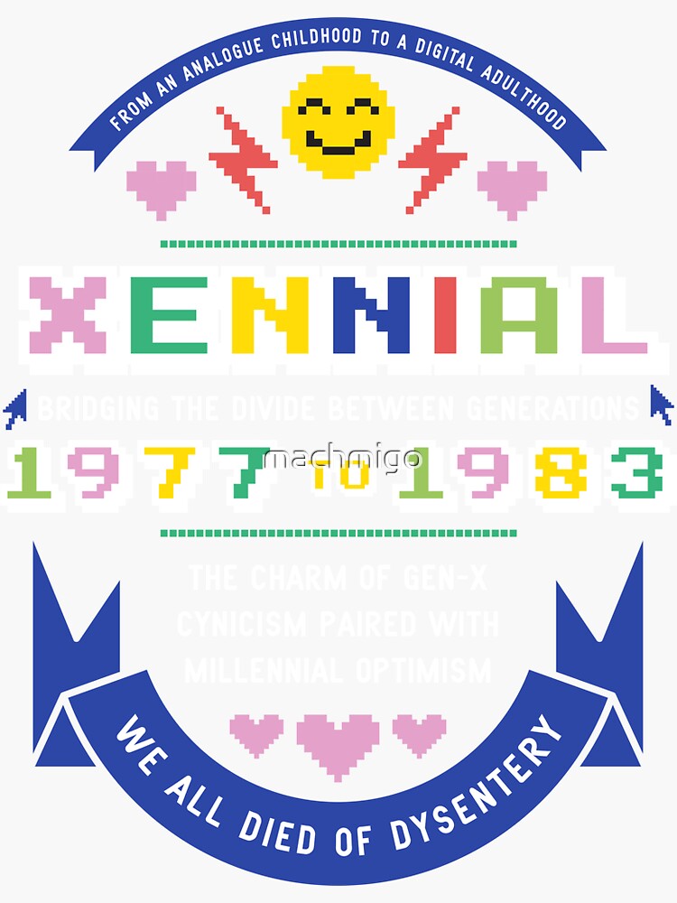"Xennial Crest" Sticker for Sale by machmigo | Redbubble