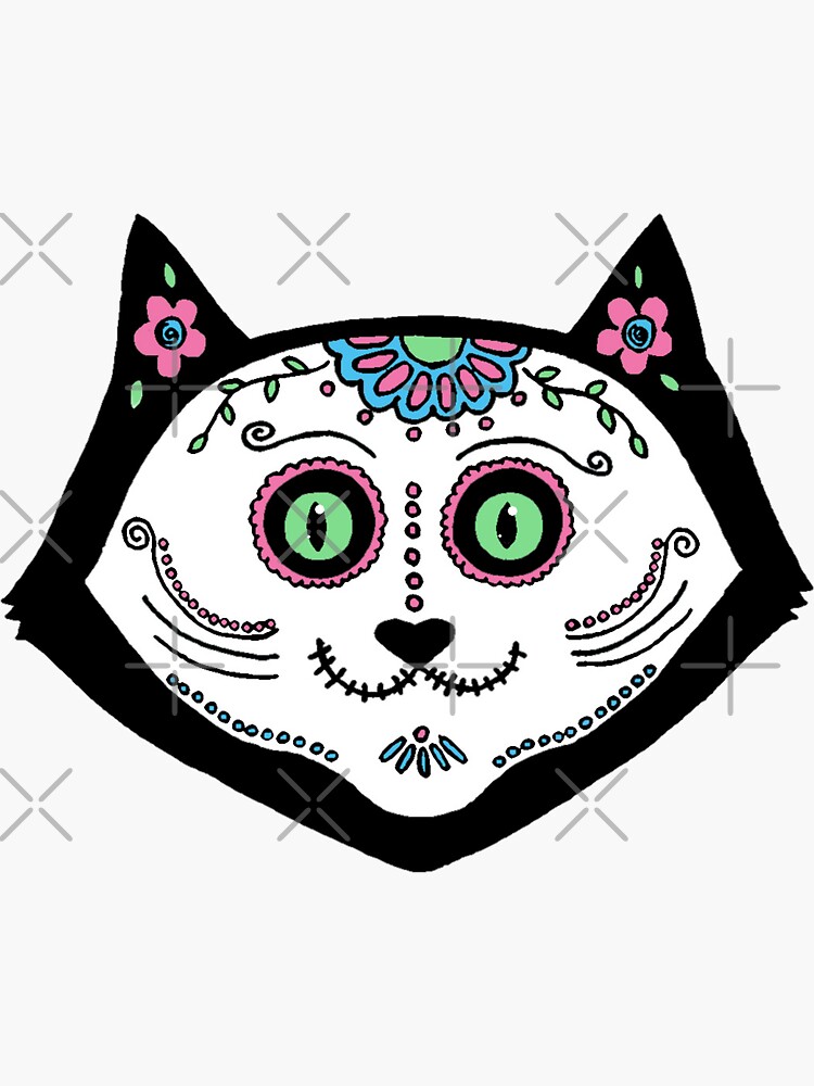 "Cat Sugar Skull | Day of the dead sugar skull" Sticker for Sale by ...