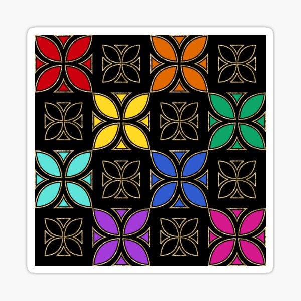 "Pasifika Nonu 1 Pattern - Rainbow Black 4" Sticker for Sale by ...