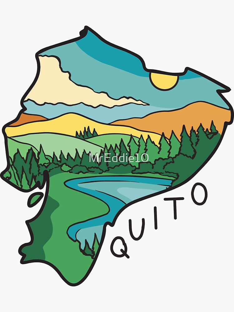 Pegatina «Mapa de paisaje vintage de Quito Ecuador» de MrEddie10 ...
