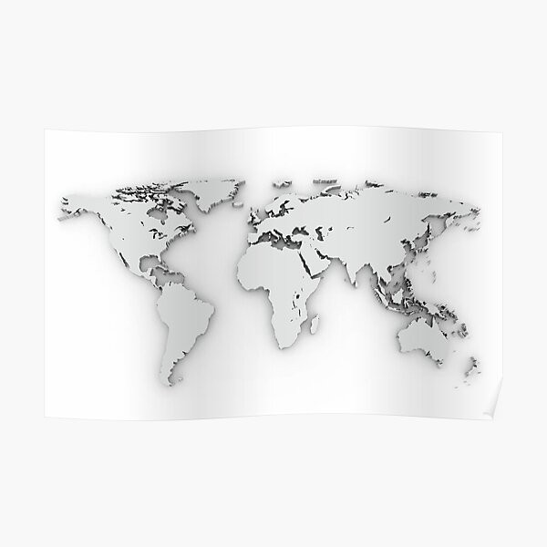 "3-D Pop-out Map of the World laid out flat" Poster by Artsy-Appeal ...