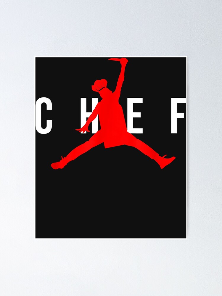 "Funny restaurant chef jumping chef knife logo" Poster for Sale by ...