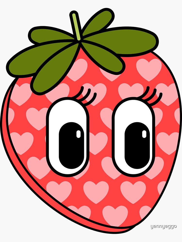 "Pink Strawberry" Sticker for Sale by yennyeggo | Redbubble