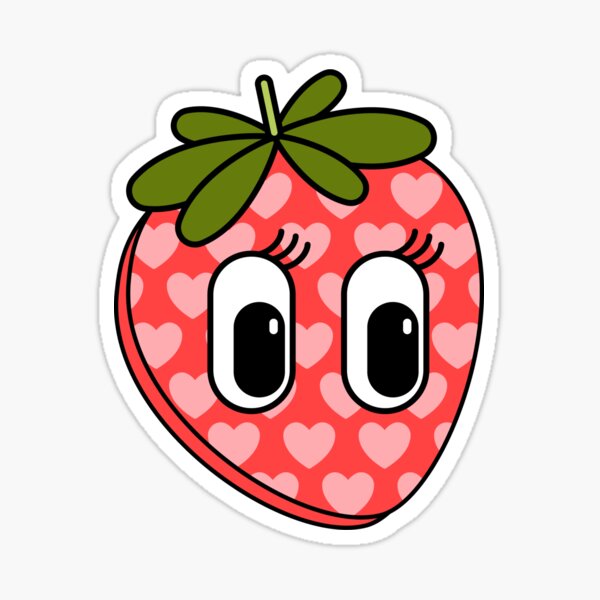 "Pink Strawberry" Sticker for Sale by yennyeggo | Redbubble