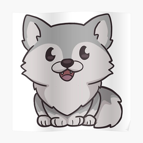 "Cute Chibi Gray Wolf" Poster for Sale by AgentFM | Redbubble