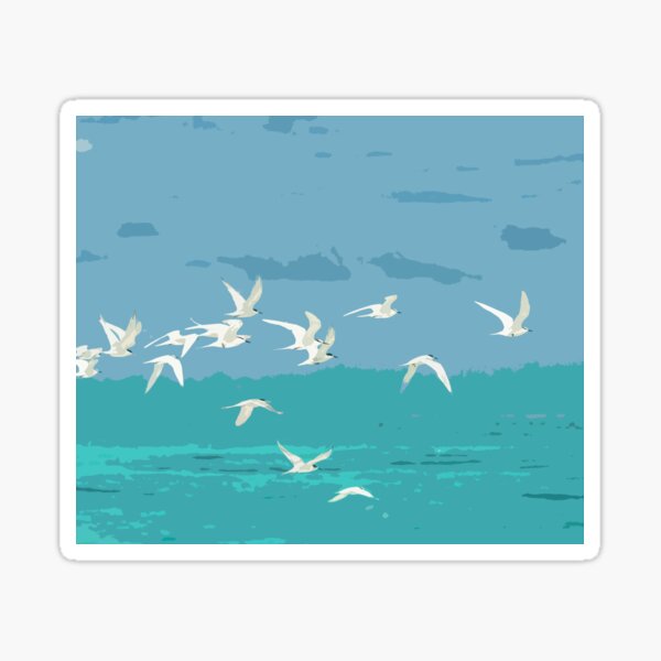 "Seagulls above blue ocean" Sticker for Sale by Lotofus | Redbubble
